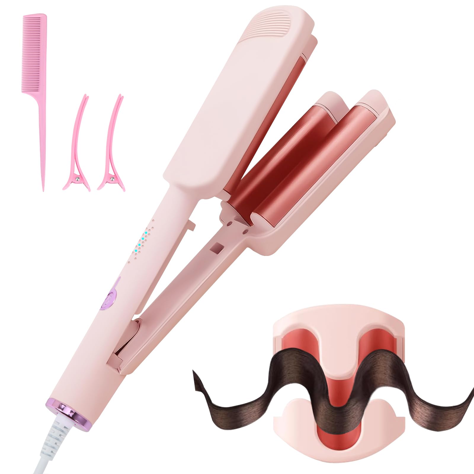 CHIKYO 3-Barrel Rovy Wave Curling Iron — 1.25-Inch Ionic Beach Waves ...
