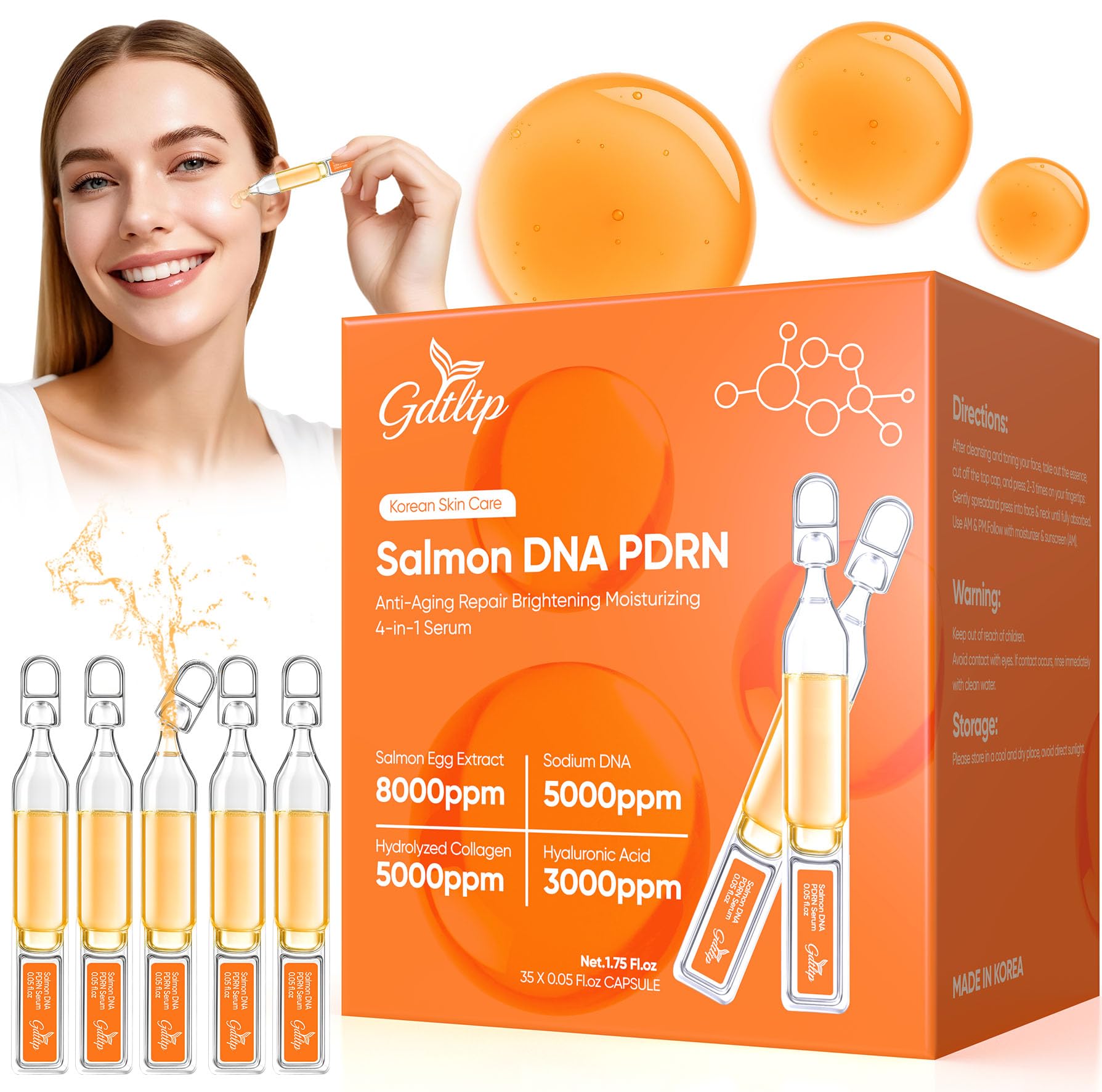 GDTLTP Salmon DNA Serum – 8000ppm PDRN Anti-Wrinkle Ampoule with Hyalu ...
