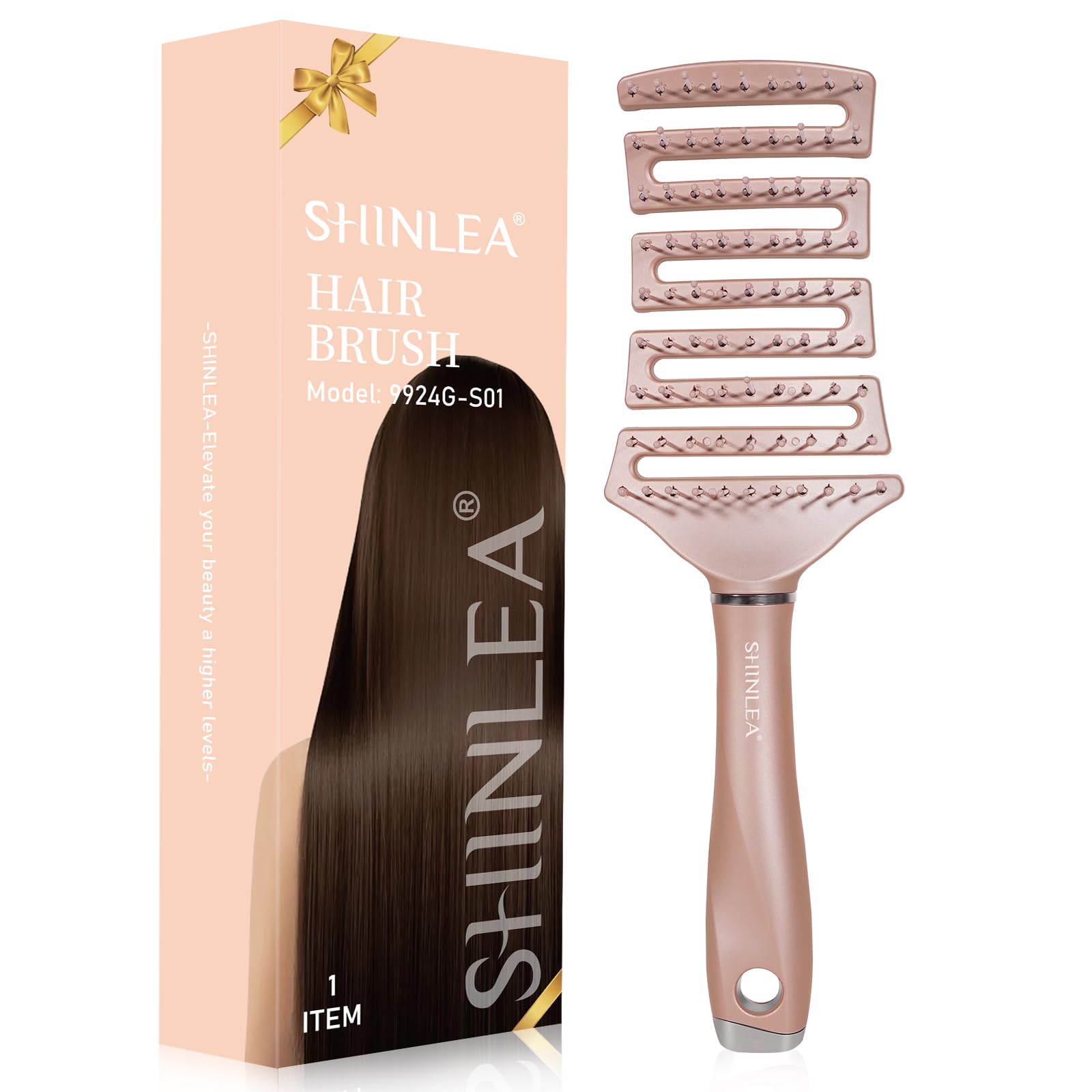 SHINLEA Curved Detangling Hair Brush — Vented Detangler for Faster Blo ...