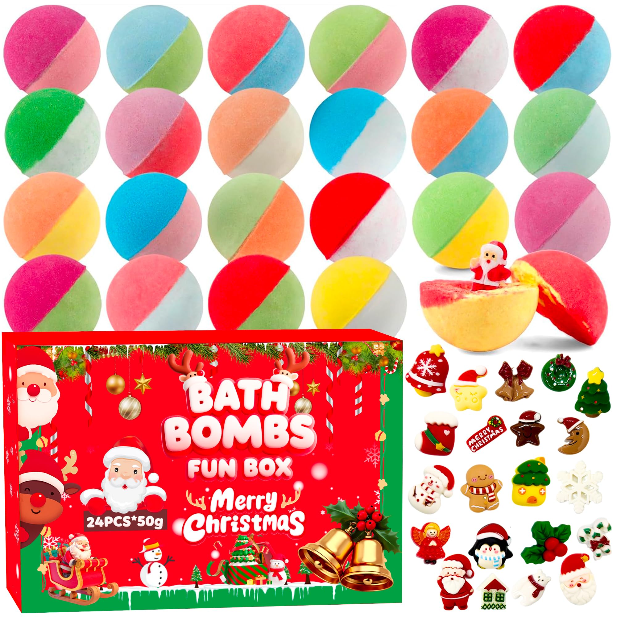 VVBAODL Christmas Bath Bombs Advent Calendar for Kids – 24 Surprises I ...